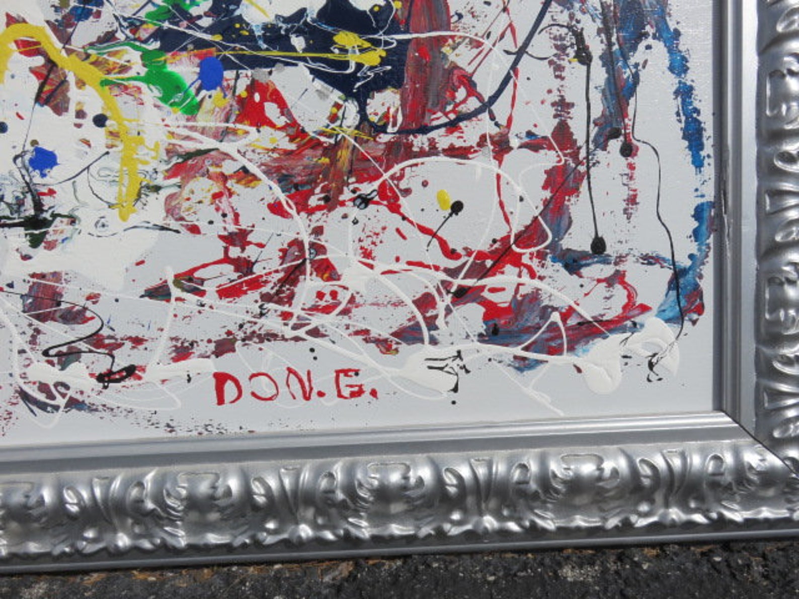 Huge Jackson Pollock Style Abstract Painting on Wood Mid - Etsy