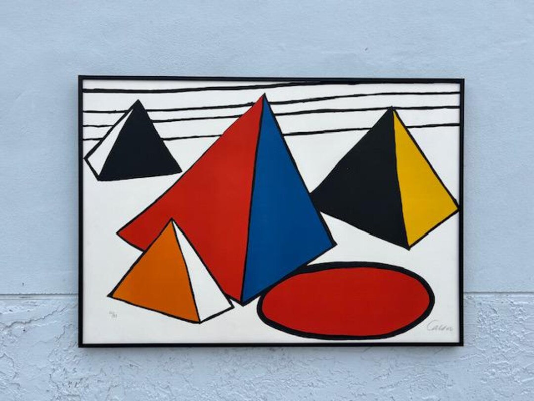 Alexander Calder Four Great Pyramids Pencil Signed Mid Century Modern ...
