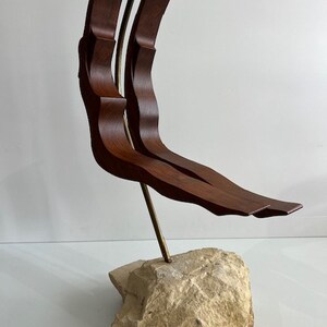 Teak and Stone Kinetic Sculpture by Ison Mid Century Modern Art - Etsy