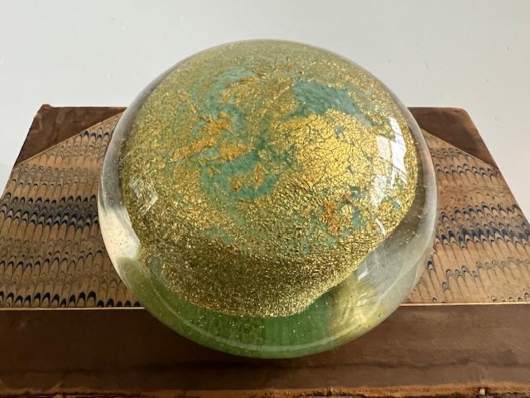 Seguso Murano Glass Paperweight With Gold Leaf Mid Century Modern Italy ...