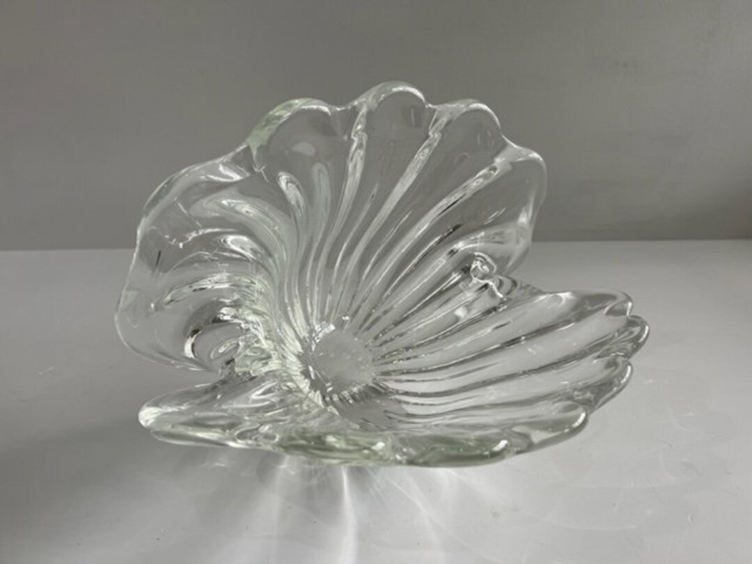 Archimede Seguso Murano Glass Clamshell Bowl Mid Century Modern Art ...