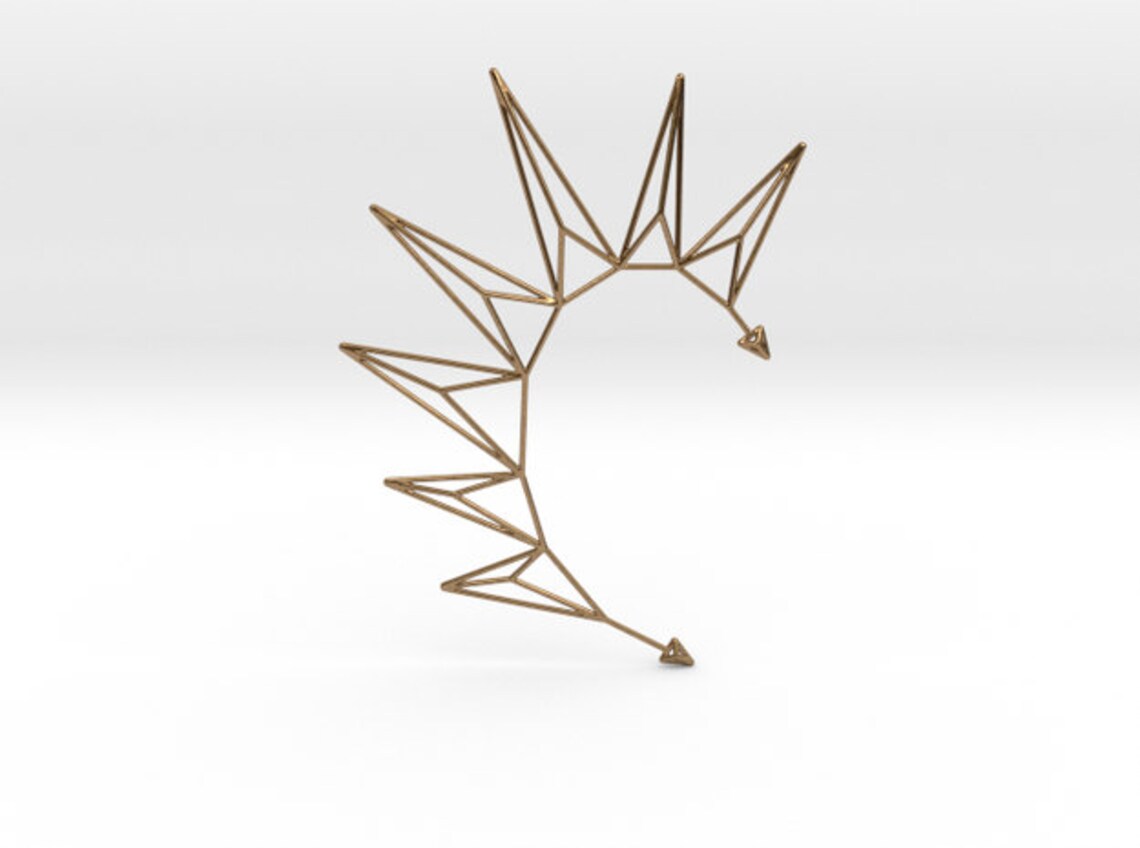 Big 3d Printed Single Brass Ear Cuff No Piercing Needed - Etsy