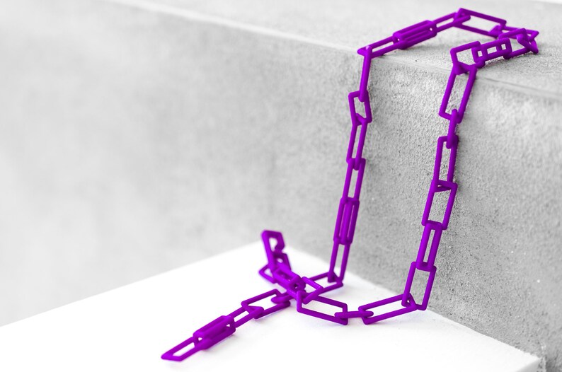 3d Printed Purple Chain Geometric Necklace Wearable Art - Etsy