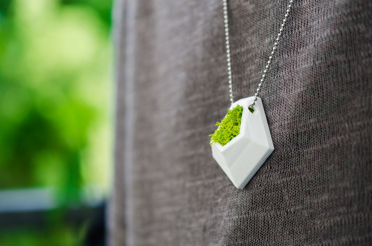 3d Printed Pendant Bio Vegan Gift Real Moss Eco Friendly Plastic Nature ...