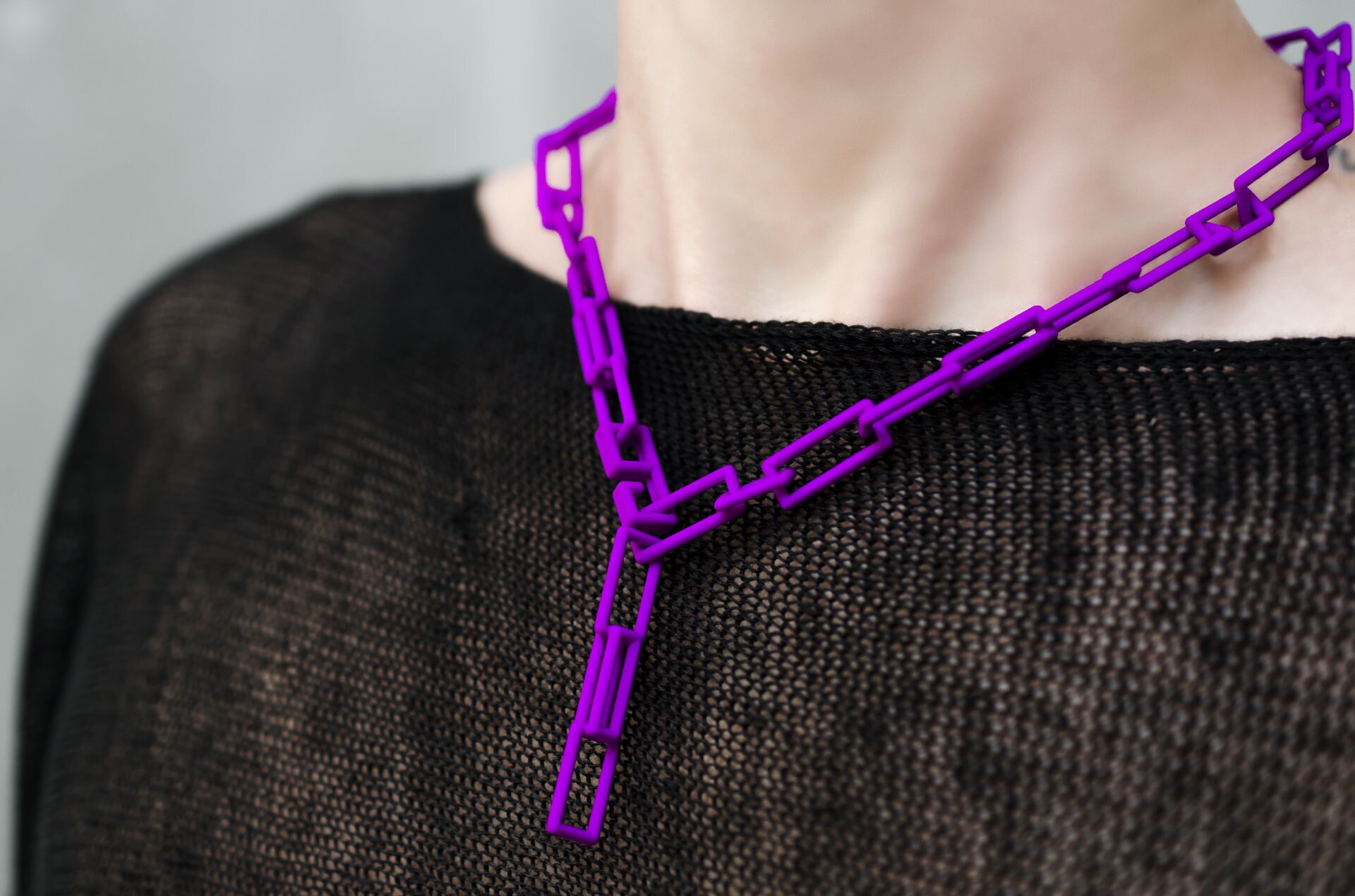 3d Printed Purple Chain Geometric Necklace Wearable Art - Etsy
