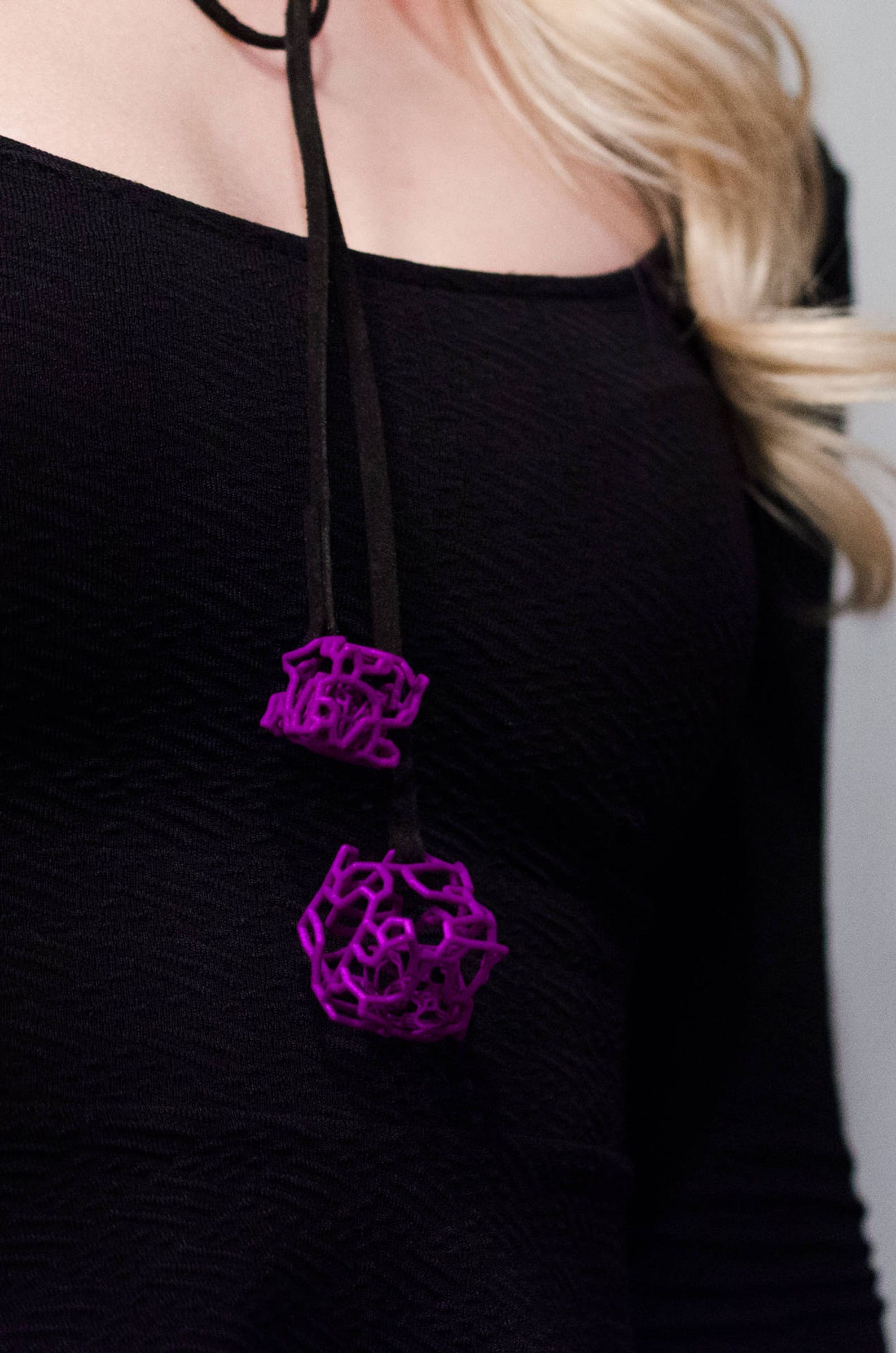 Long 3d Printed Necklace With 2 Geometric Pendants Gift for - Etsy