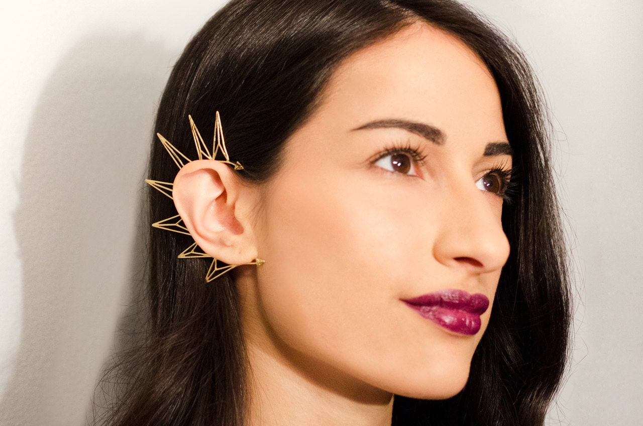 Big 3d Printed Single Brass Ear Cuff No Piercing Needed - Etsy