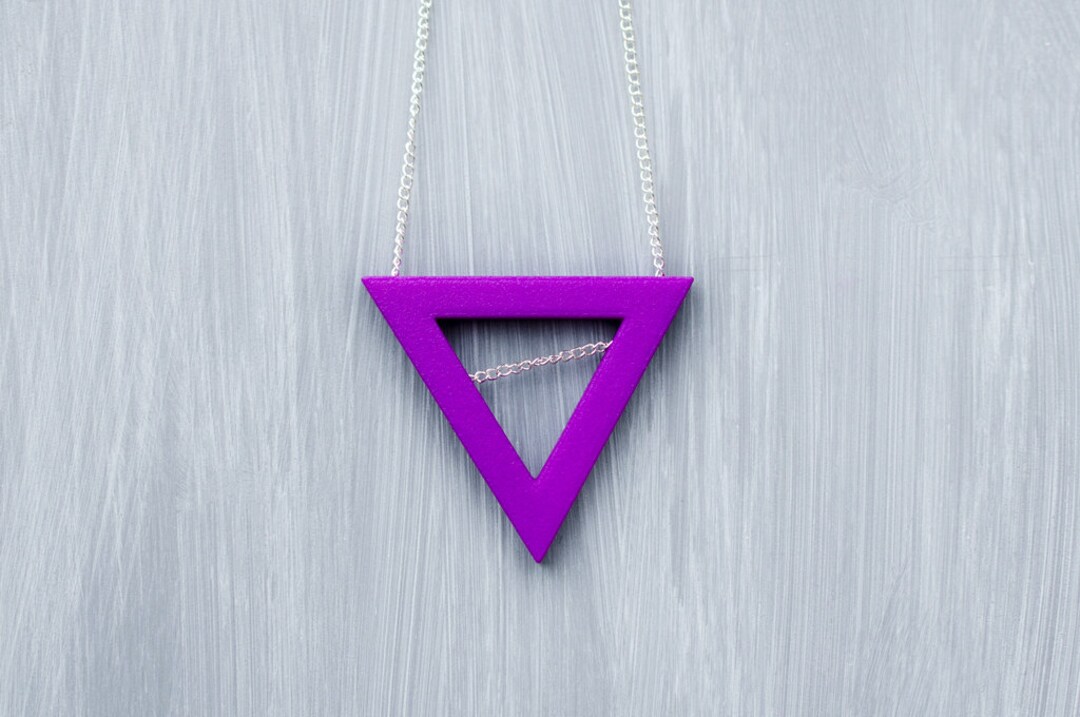 Purple Triangle 3d Printed Pendant Necklace Triangular Unusual Shape ...