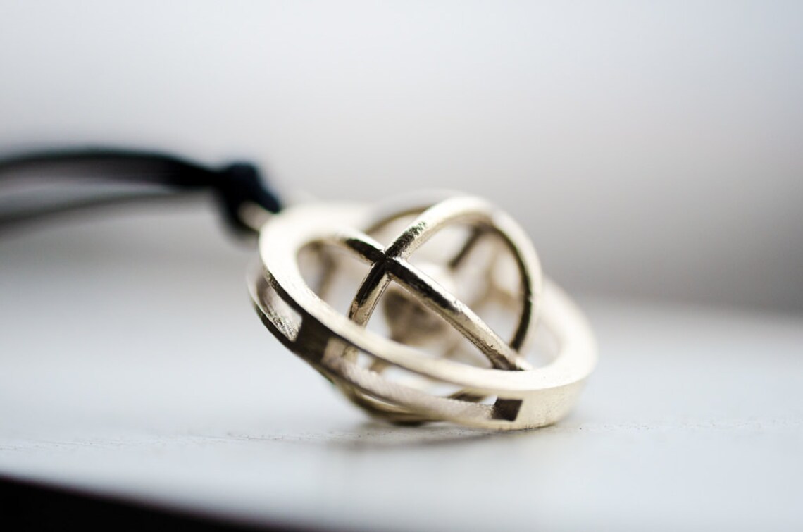 3d Printed Geometric Pendant in the Shape of a Gyroscope - Etsy