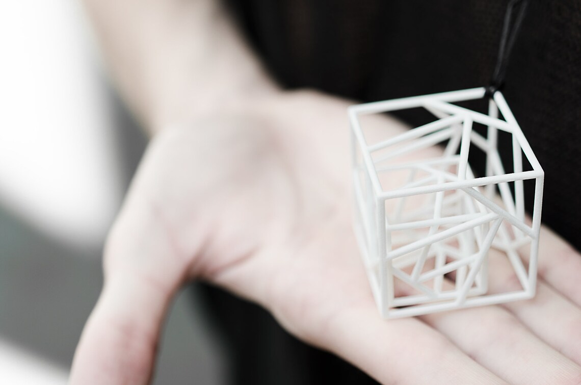 Geometric Big Pendant Necklace 3d Printed Hypercube Star Cube Architect Gift Math Geometry ...