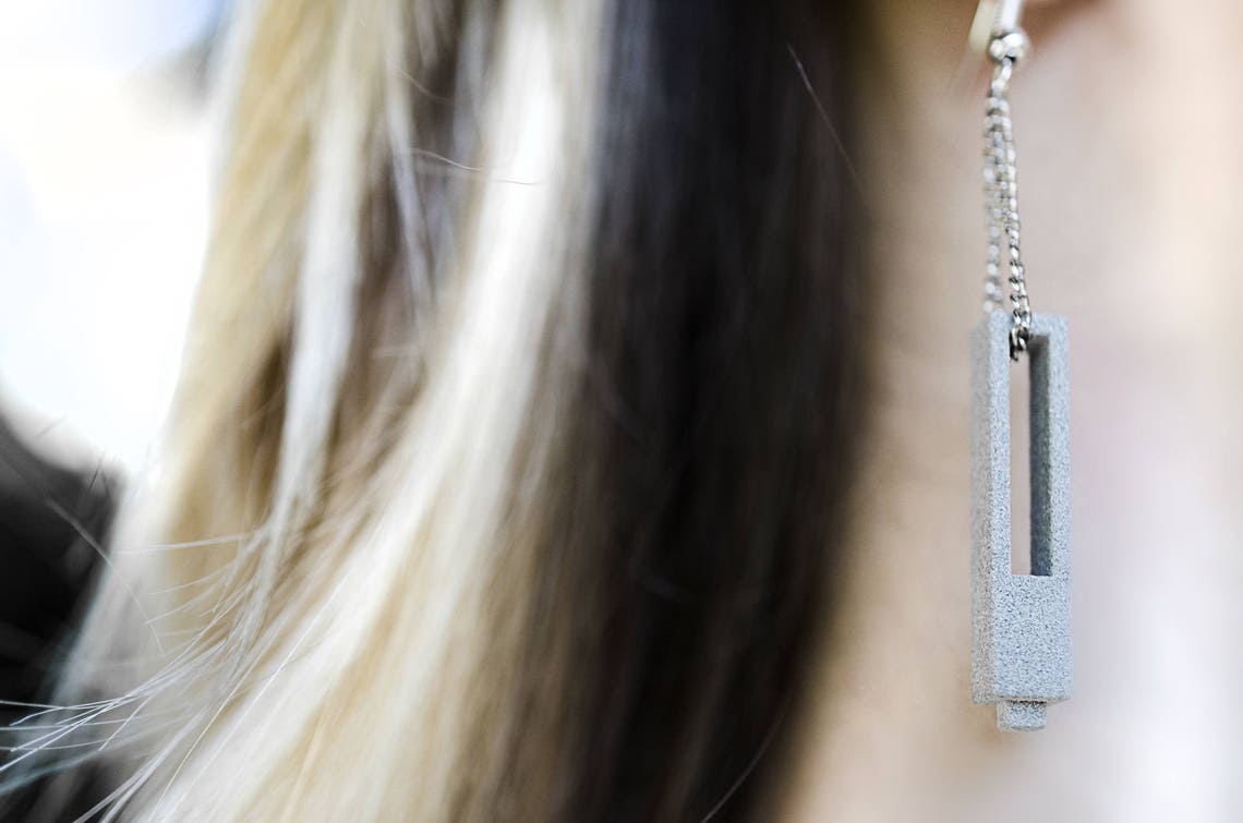 3d Printed Geometric Earrings for Architect or Engineer, Inspired by ...