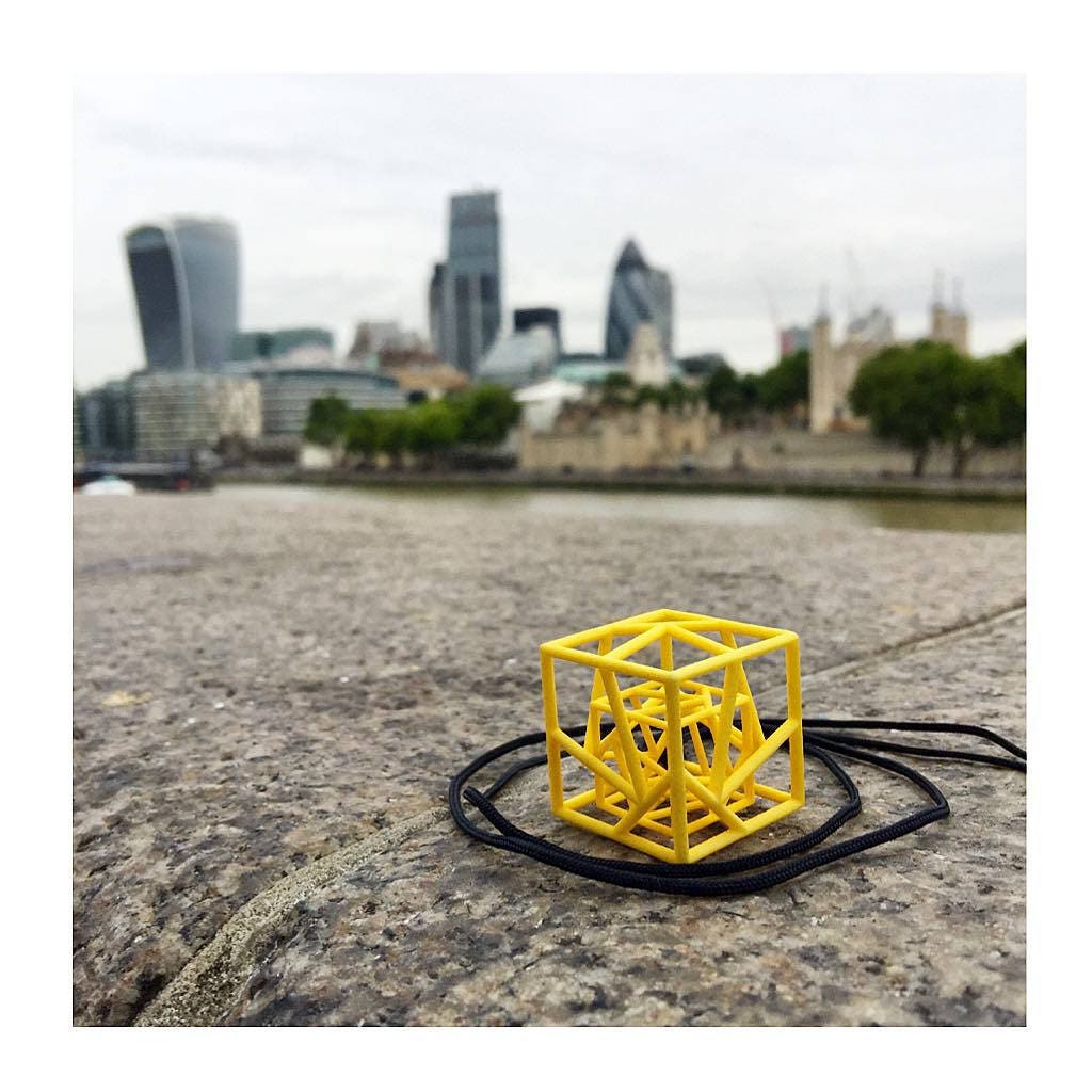 3d Printed Geometric Pendant Necklace Hyper Cube - Etsy
