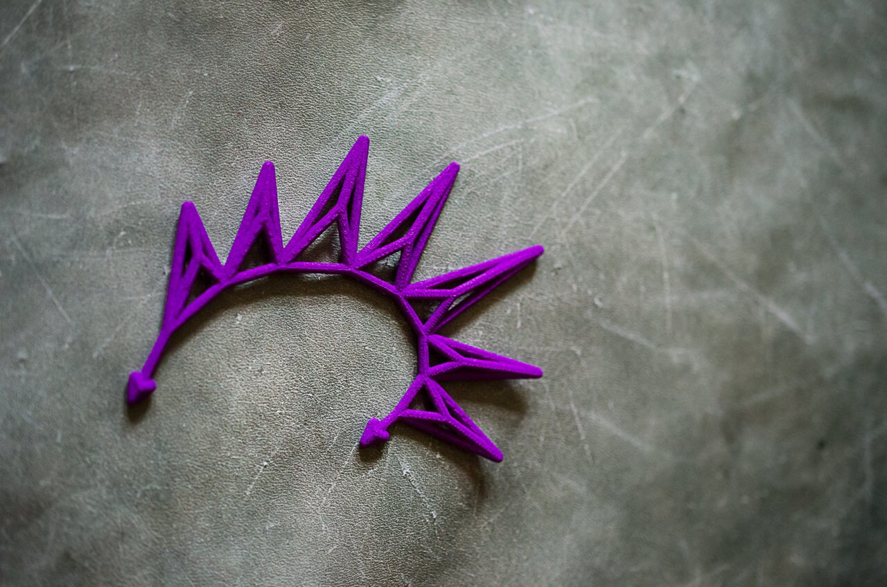 3d Printed Purple Single Earring Non Pierced Ear Cuff Crawler Climber ...