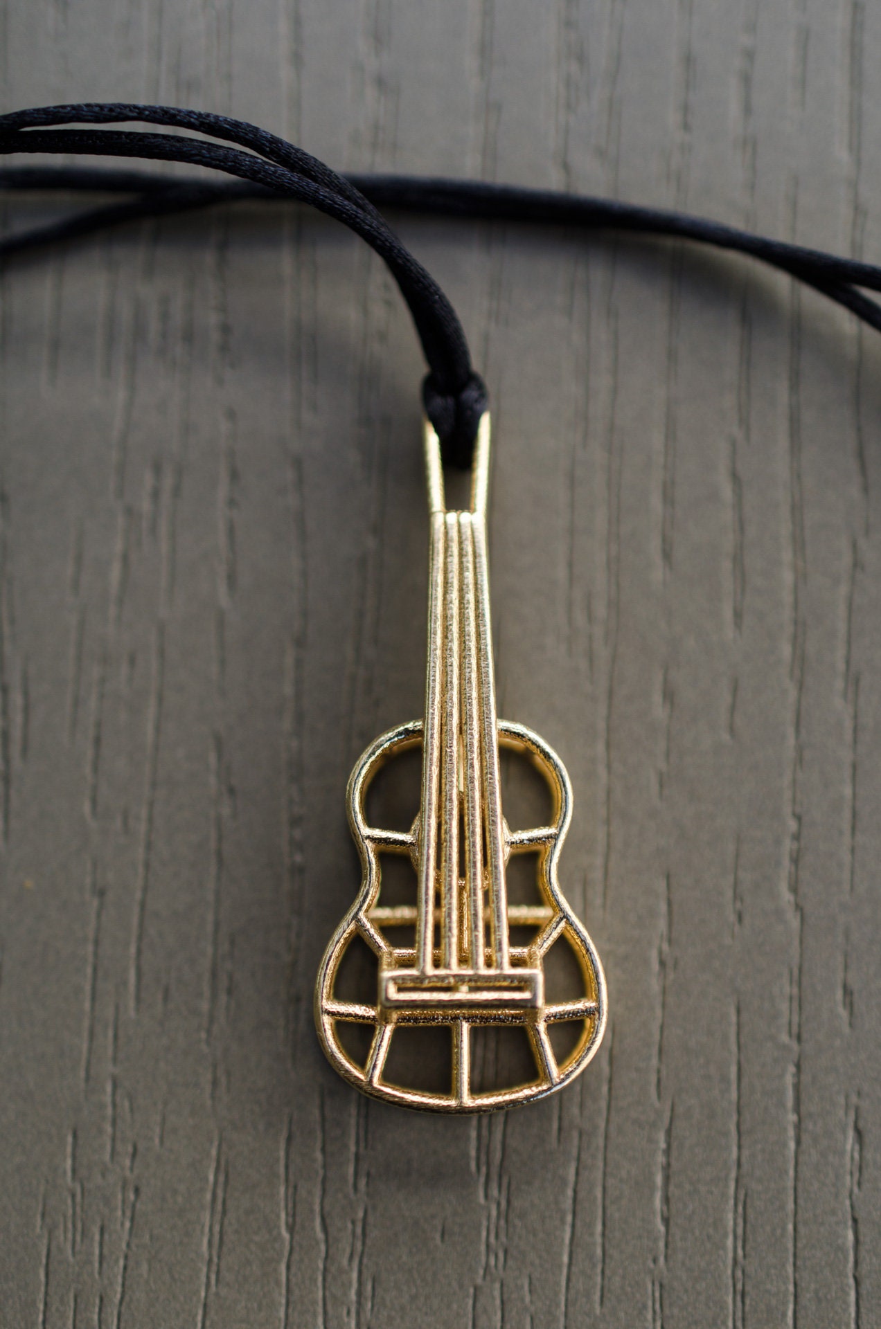 3d printed guitar brass metal pendant necklace gift for | Etsy