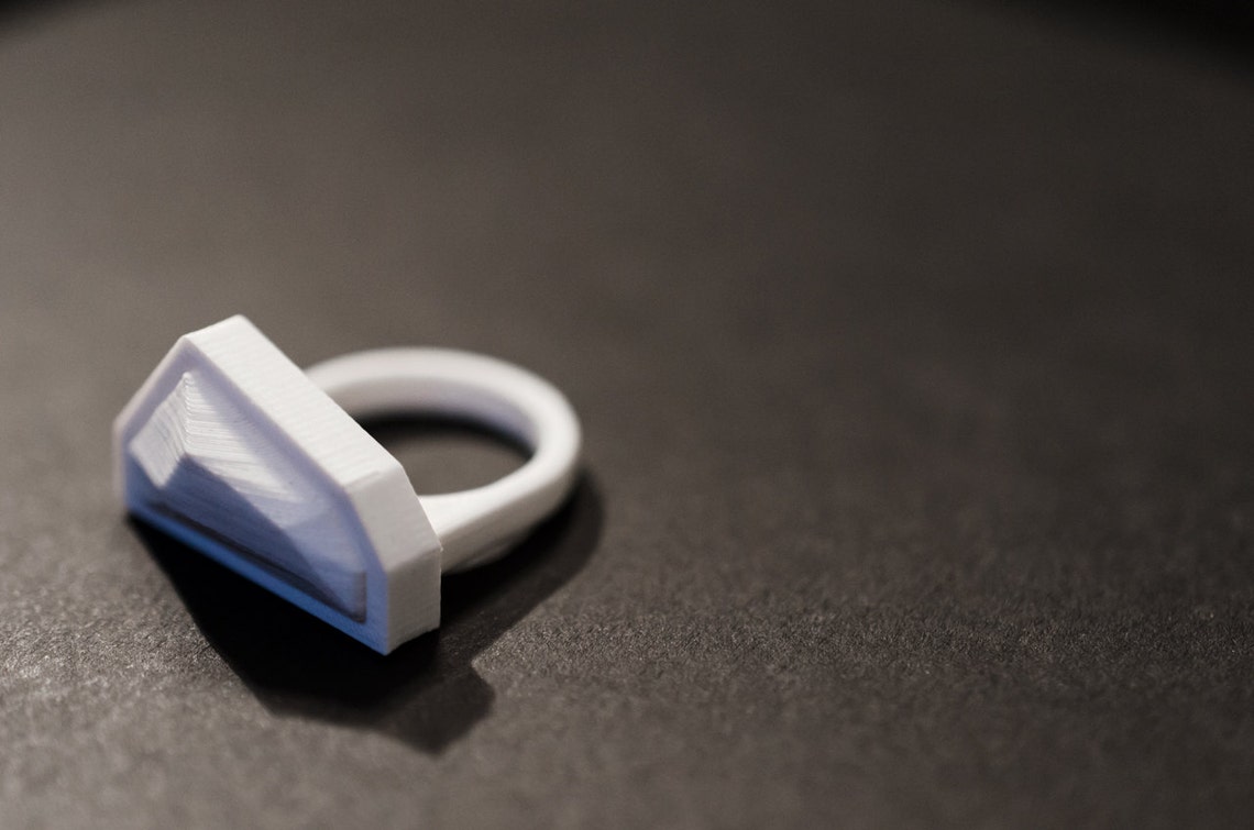 3d Printed White Eco Friendly Plastic Ring Geometric Architecture Gift ...