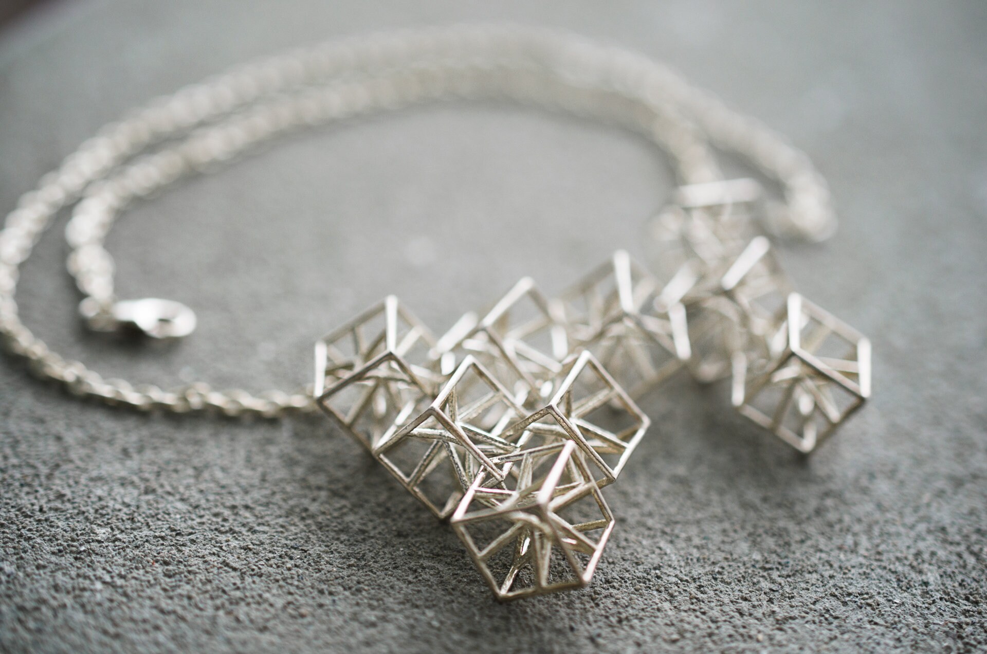 3d Printed Cubic Design Geometric Silver Necklace is a Gift - Etsy