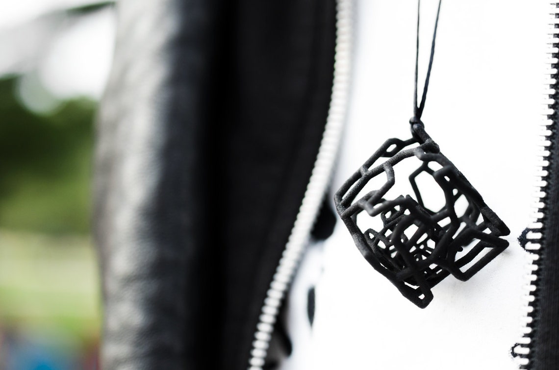 3d Printed Black Pendant Necklace Organic Shape Gift for Architect ...