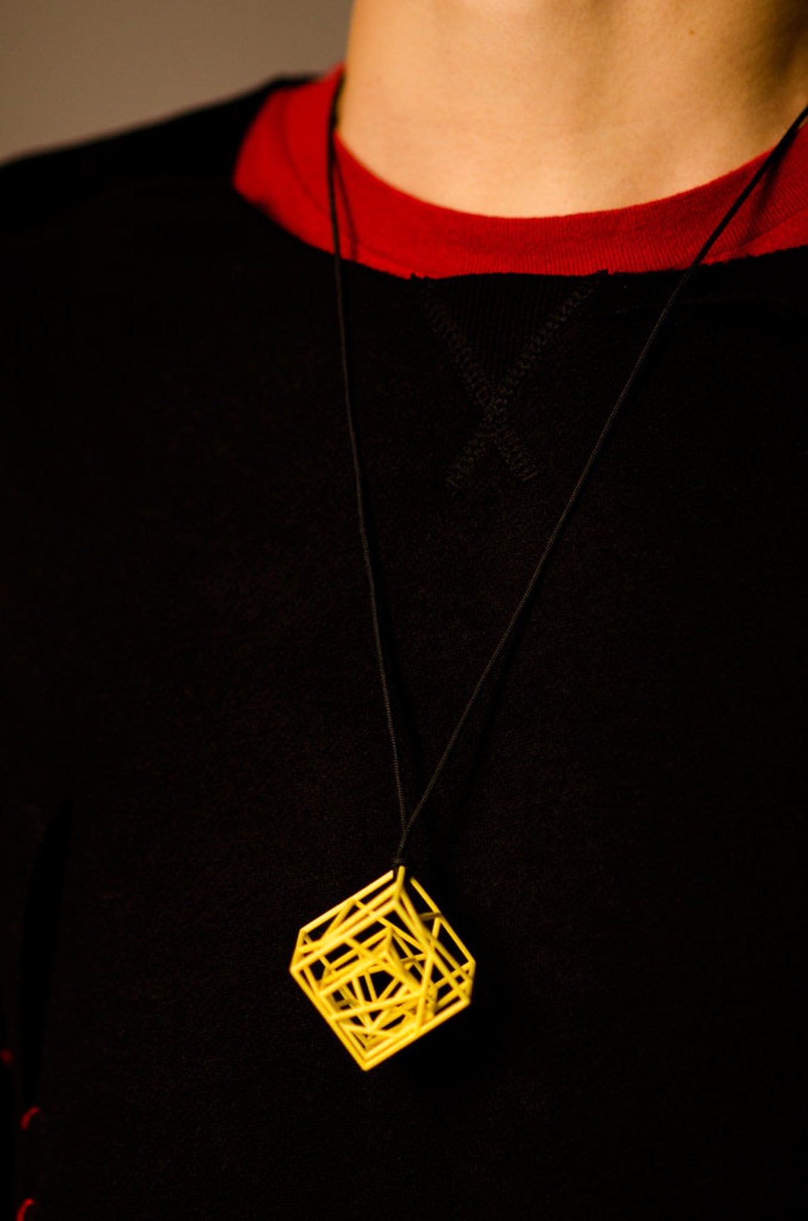 3d Printed Geometric Pendant Necklace Hyper Cube - Etsy