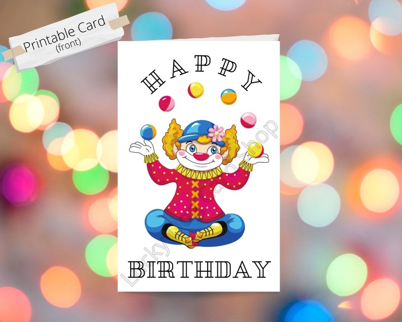 PRINTABLE Clown Birthday Card for Men - Etsy