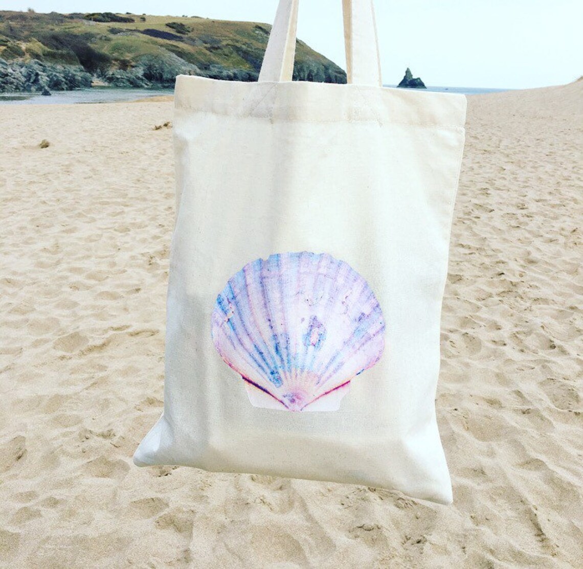 Shell Print Tote Bag Eco Gifts Shell Collecting Bag Cotton | Etsy