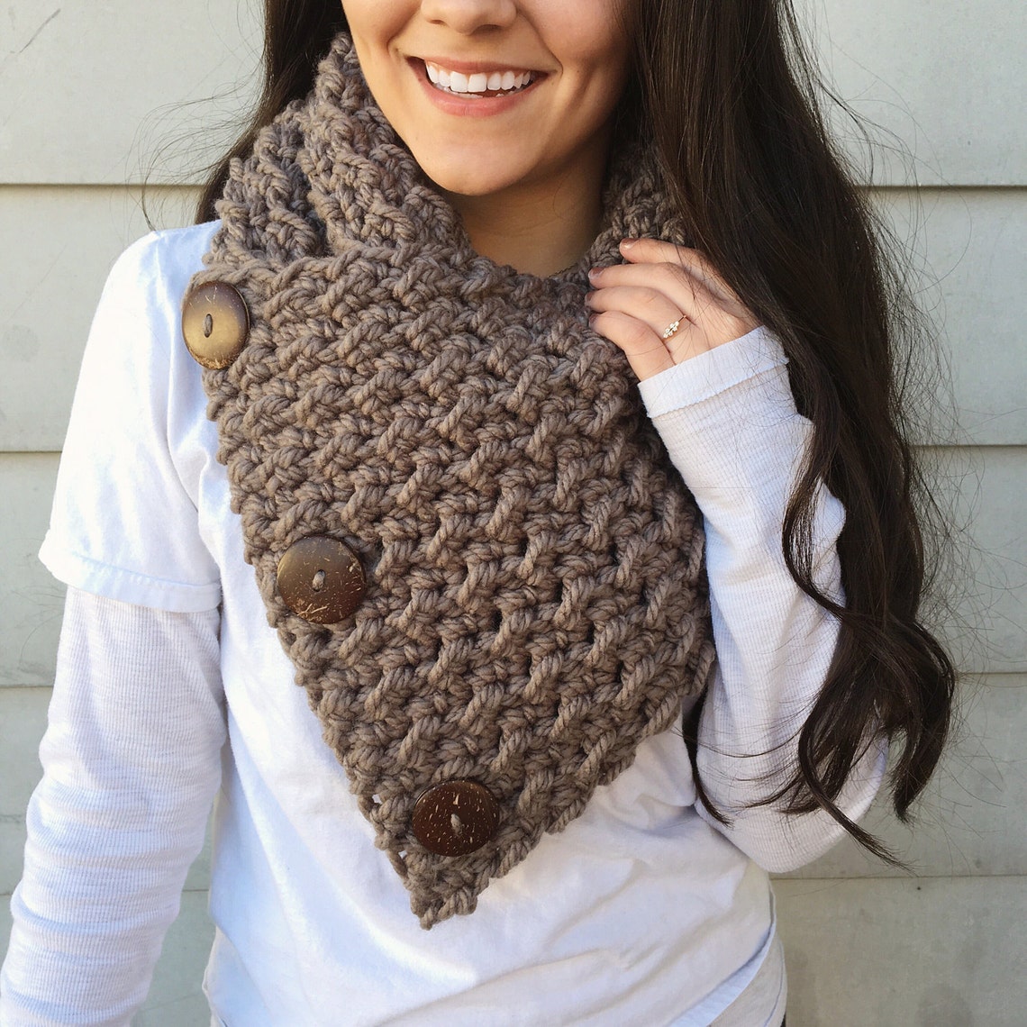 Crochet Button Scarf PDF Pattern Cowl Winter Fall Cozy - Etsy