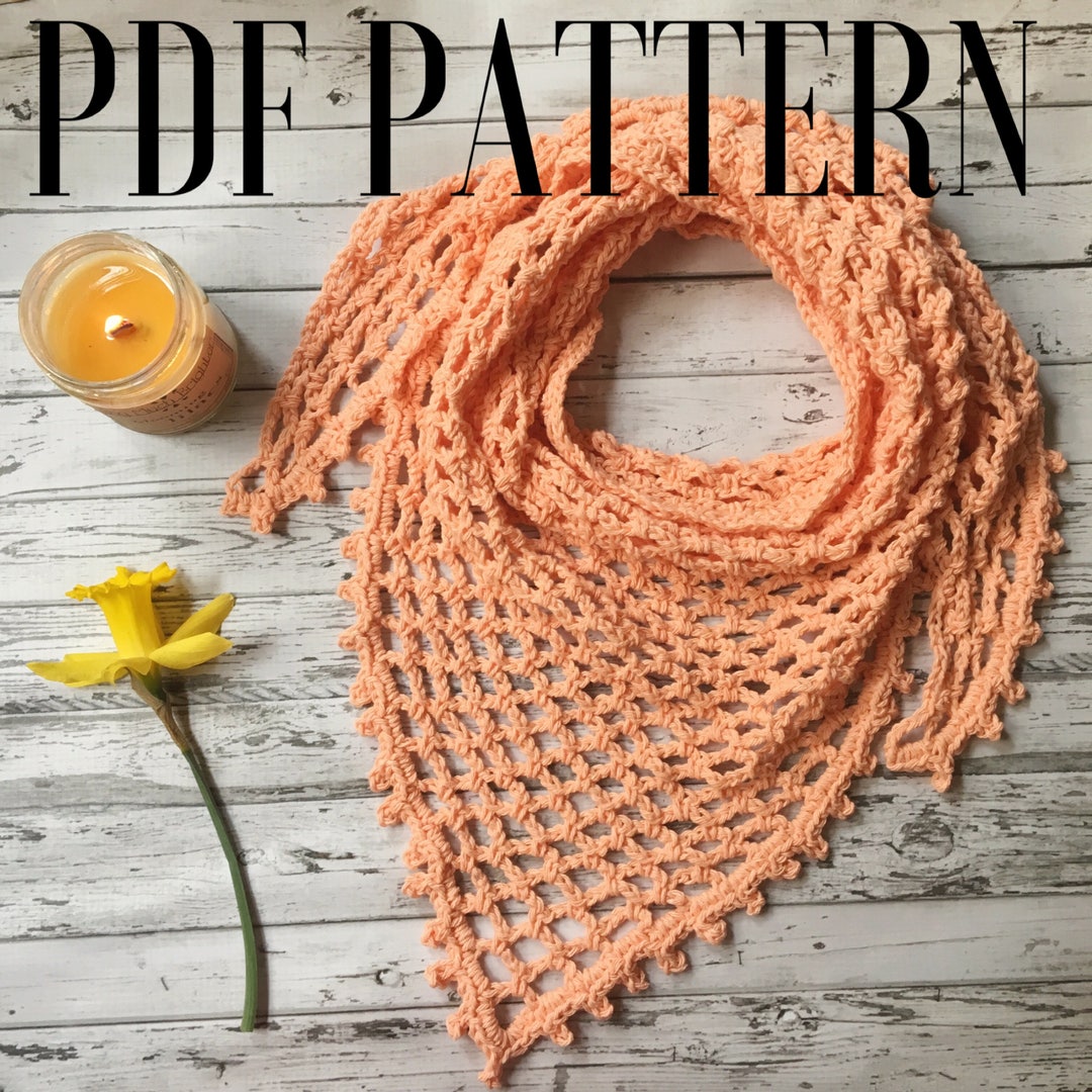 Crochet Triangle Scarf PDF Pattern, Easy Boho Cowl, Spring, DIY Gift ...