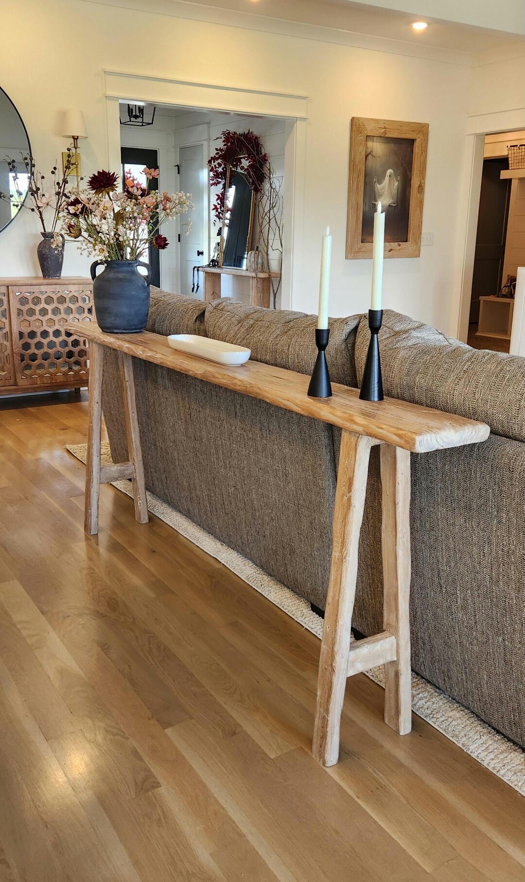 Slim Noodle Sofa Table- Entry, Console, Sideboard, 78"x8"x30" Solid ...