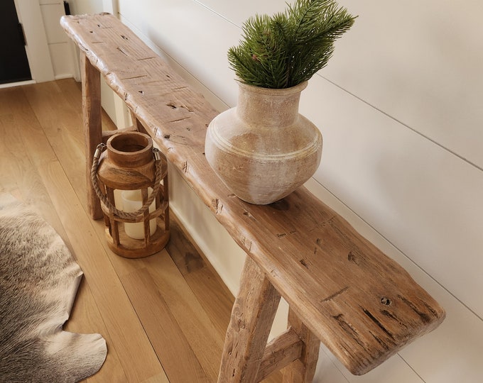 Skinny Wood Noodle Bench 4ft X5.5x22 Weathered Blonde Driftwood Rustic ...