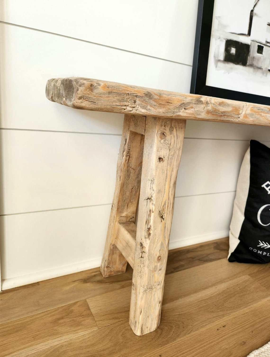 Wood Noodle Skinny Bench 4ft X 9 X 18 Weathered Blonde Driftwood Rustic ...