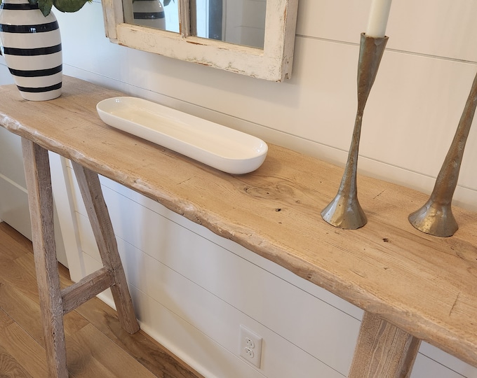 Wood Noodle Console Entry Table 4ft X 10"x 34" Weathered Blonde ...
