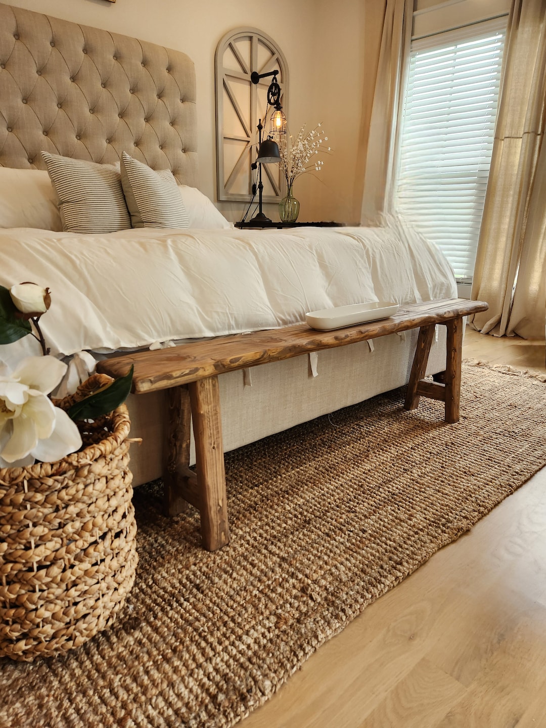 Wood Noodle Skinny Bench 5ft X 7x 18 Weathered Edge Rustic Cottage, Bed ...