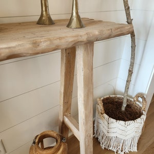 Wood Noodle Console Entry Table 4ft X 10"x 34" Weathered Blonde ...