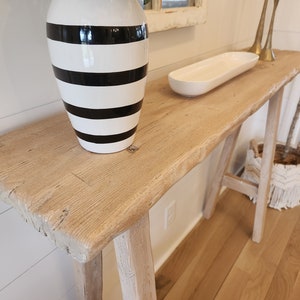 Wood Noodle Console Entry Table 4ft X 10"x 34" Weathered Blonde ...