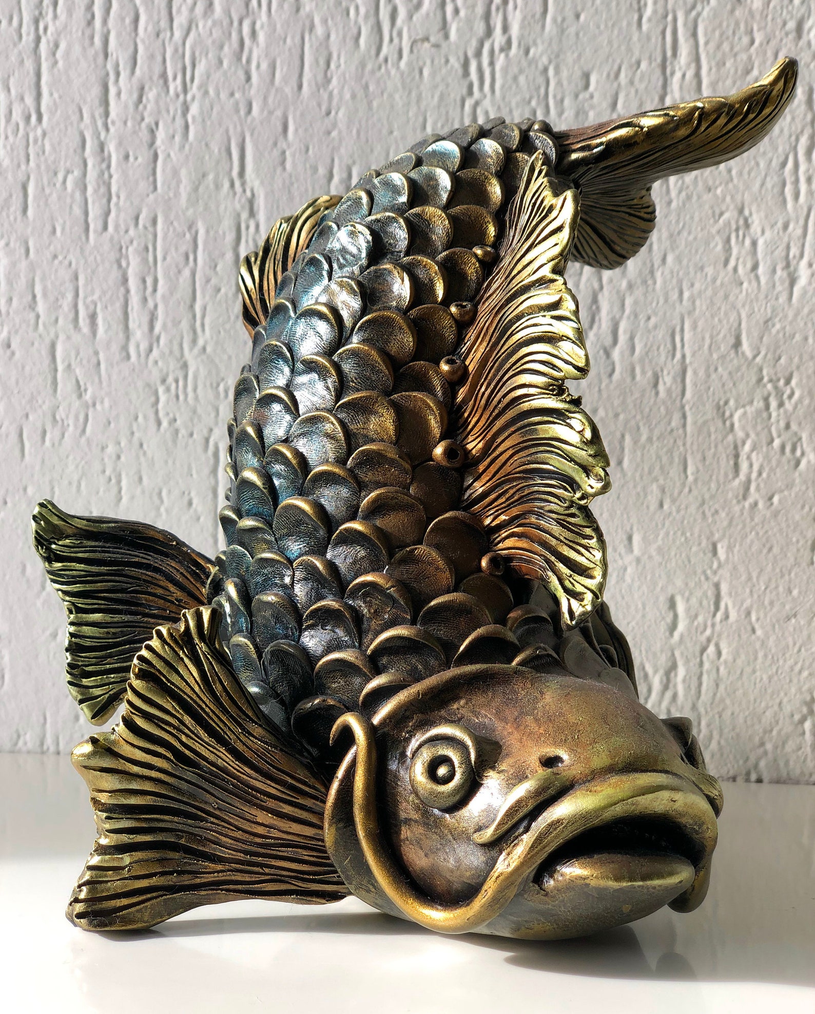 Decorative Handmade Koi Fish, Living Room Office Desktop, Koi Fish Made ...