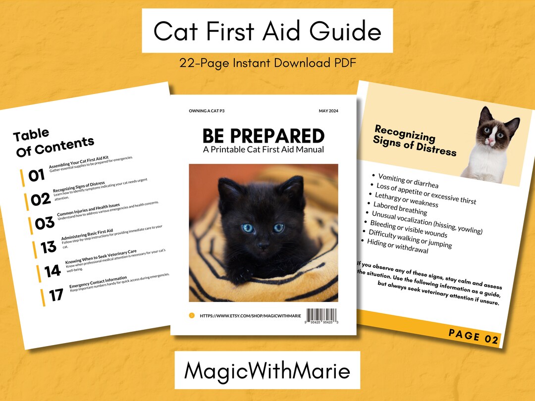 Cat First Aid Guide | Injury Care | Emergency Guide | Instant Download ...