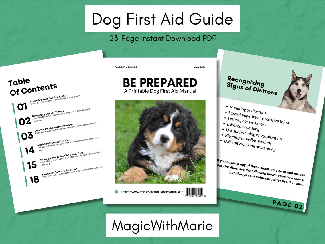 Dog First Aid Guide | Injury Care | Emergency Guide | Instant Download ...