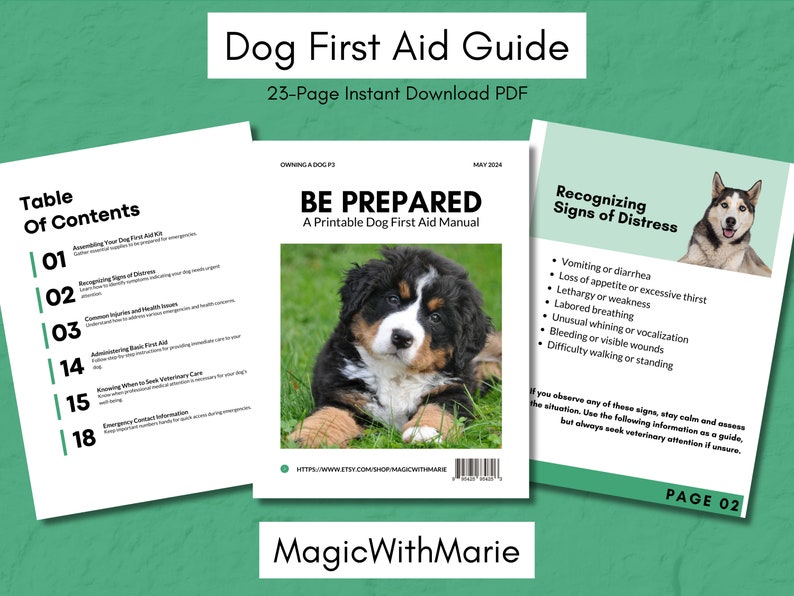 Dog First Aid Guide | Injury Care | Emergency Guide | Instant Download ...