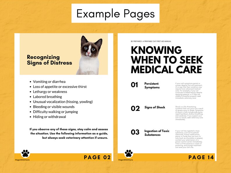 Cat First Aid Guide Injury Care Emergency Guide Instant Download ...
