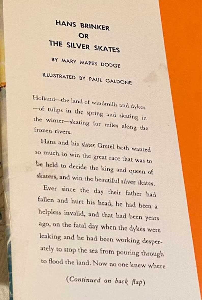 Vintage Hans Brinker and the Silver Skates Book Copyright 1954 Great ...