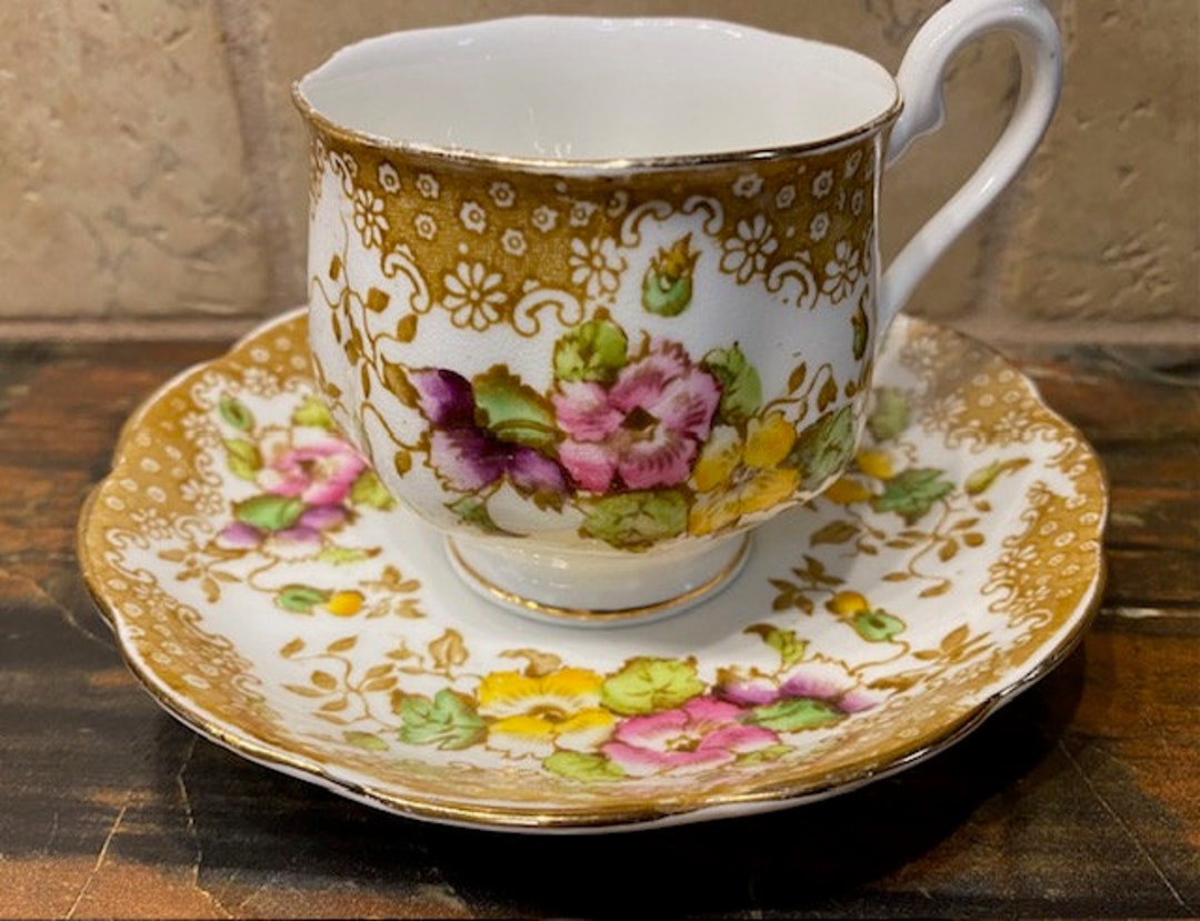 Vintage Royal Albert Crown China lovelace Teacup and Saucer Floral ...