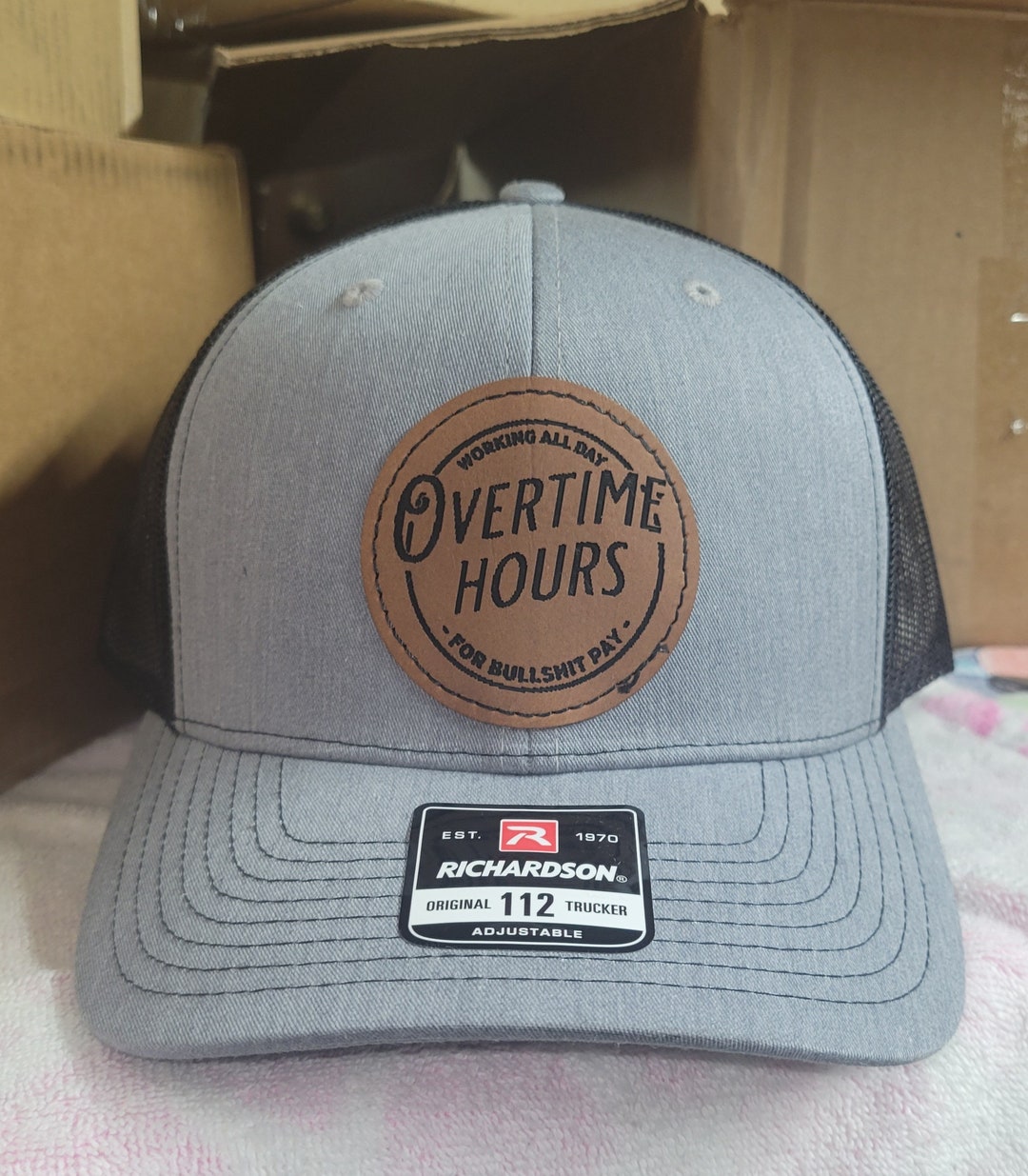 OVERTIME Hours B PAY Leatherette Patch Hat - Etsy