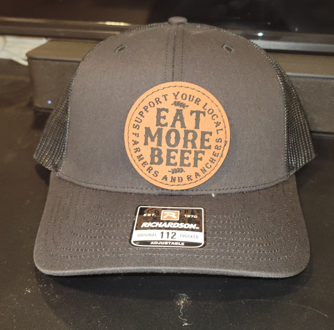 Eat More Beef Round Leatherette Patch Hat - Etsy