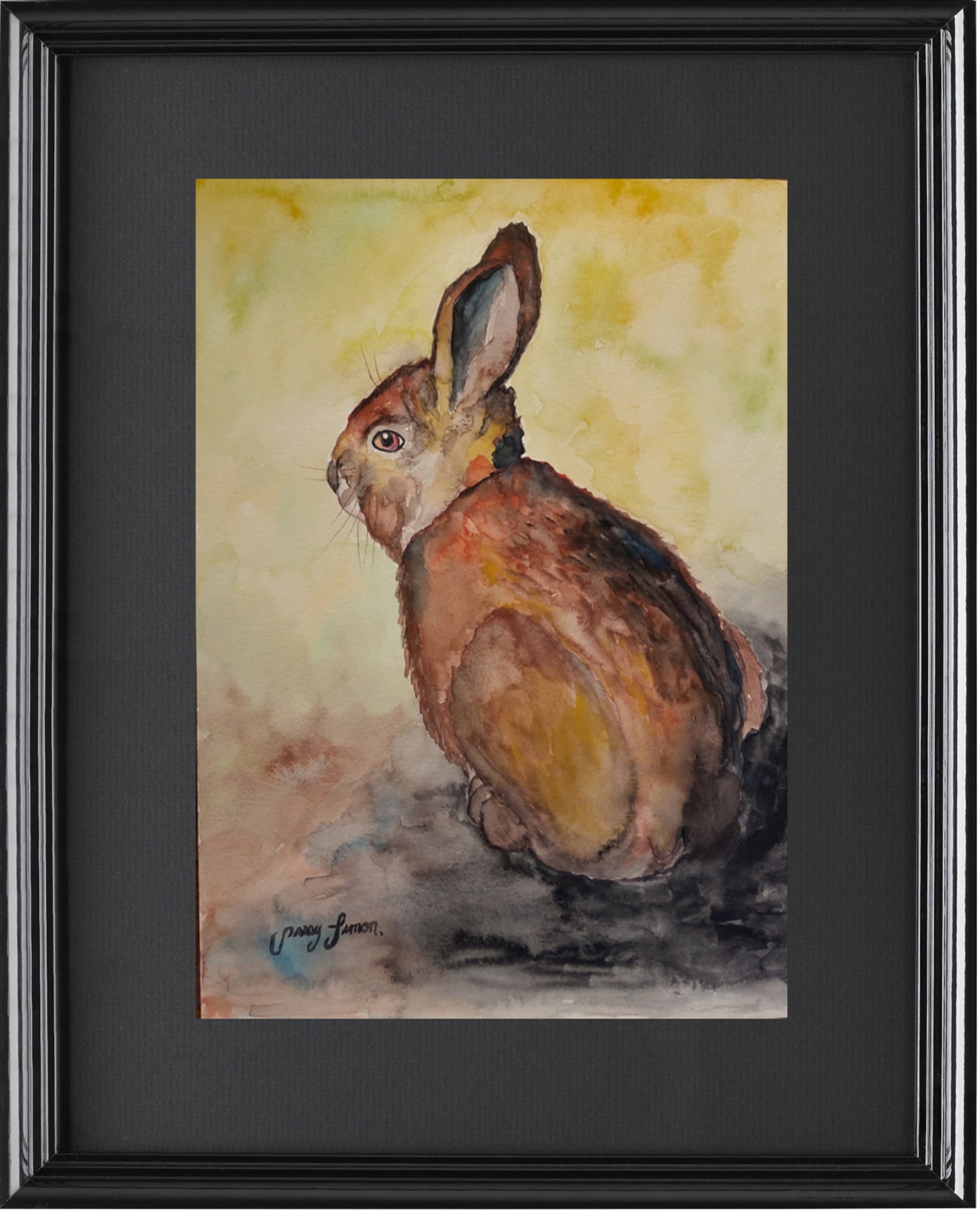 Rabbit Original Watercolor Painting 9x12 | Etsy