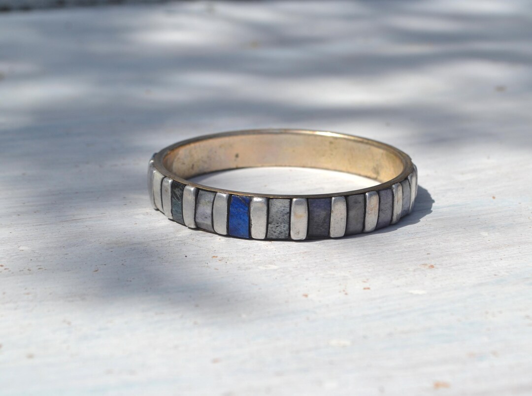 Vintage Alpaca Silver/shells Bangle Bracelet. - Etsy