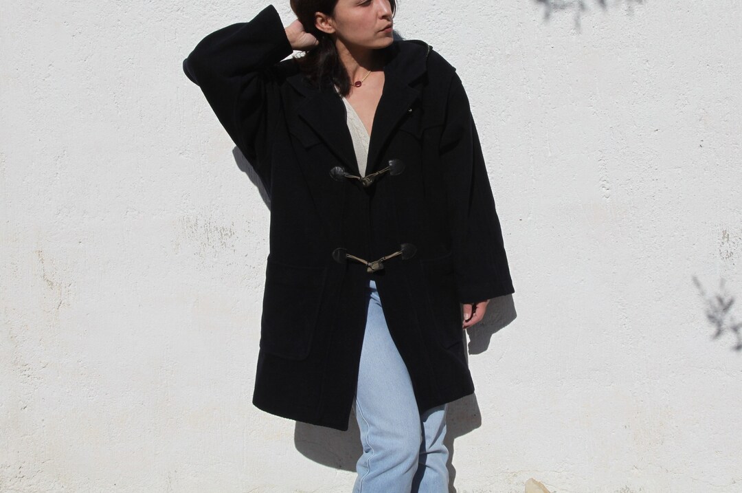 Vintage Victorian Loom Blue Wool Blend Tweed Hooded Oversized Coat. - Etsy