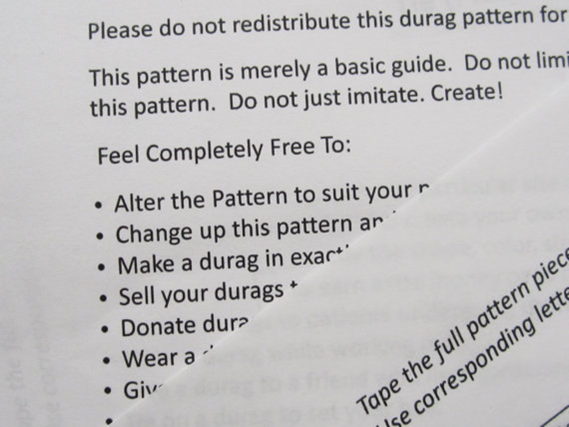 Easy Durag Sewing Pattern - Printable Scrub Cap, Bandana, Chemo Hat ...