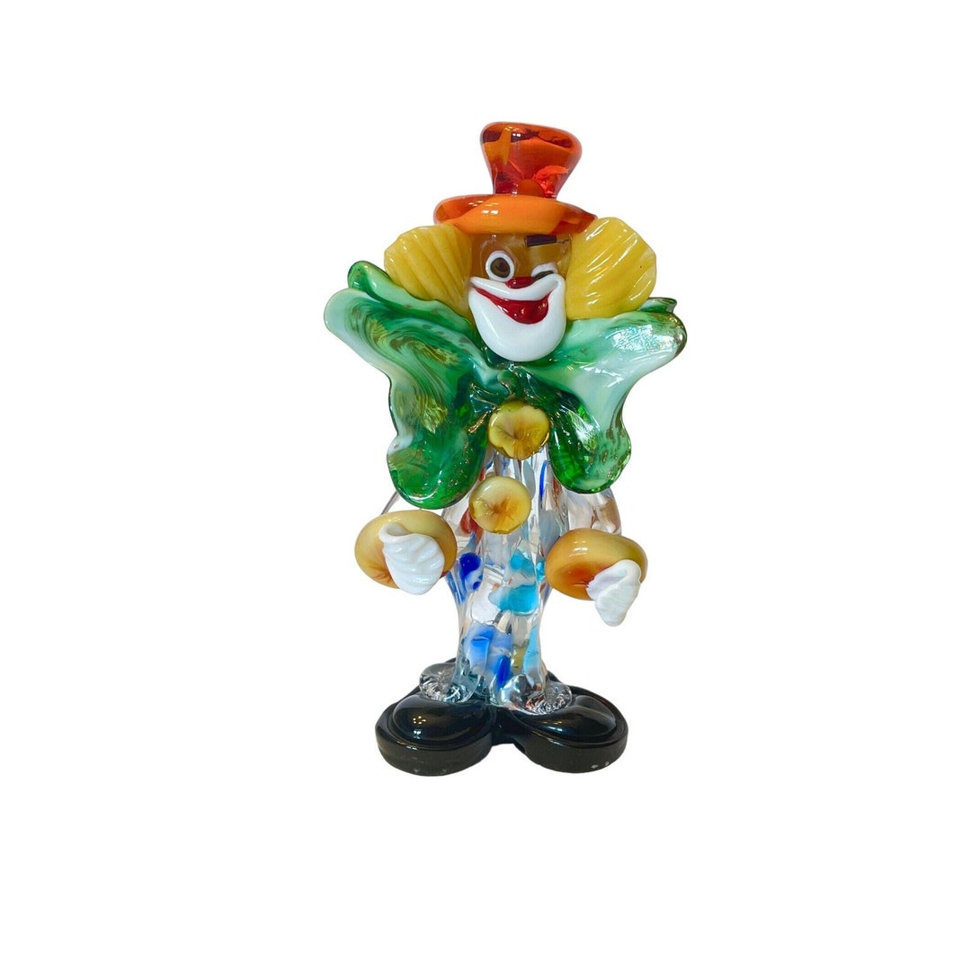 Murano Italy Art Glass 7 Winking CLOWN FIGURINE Bowtie Fratelli Pitau ...