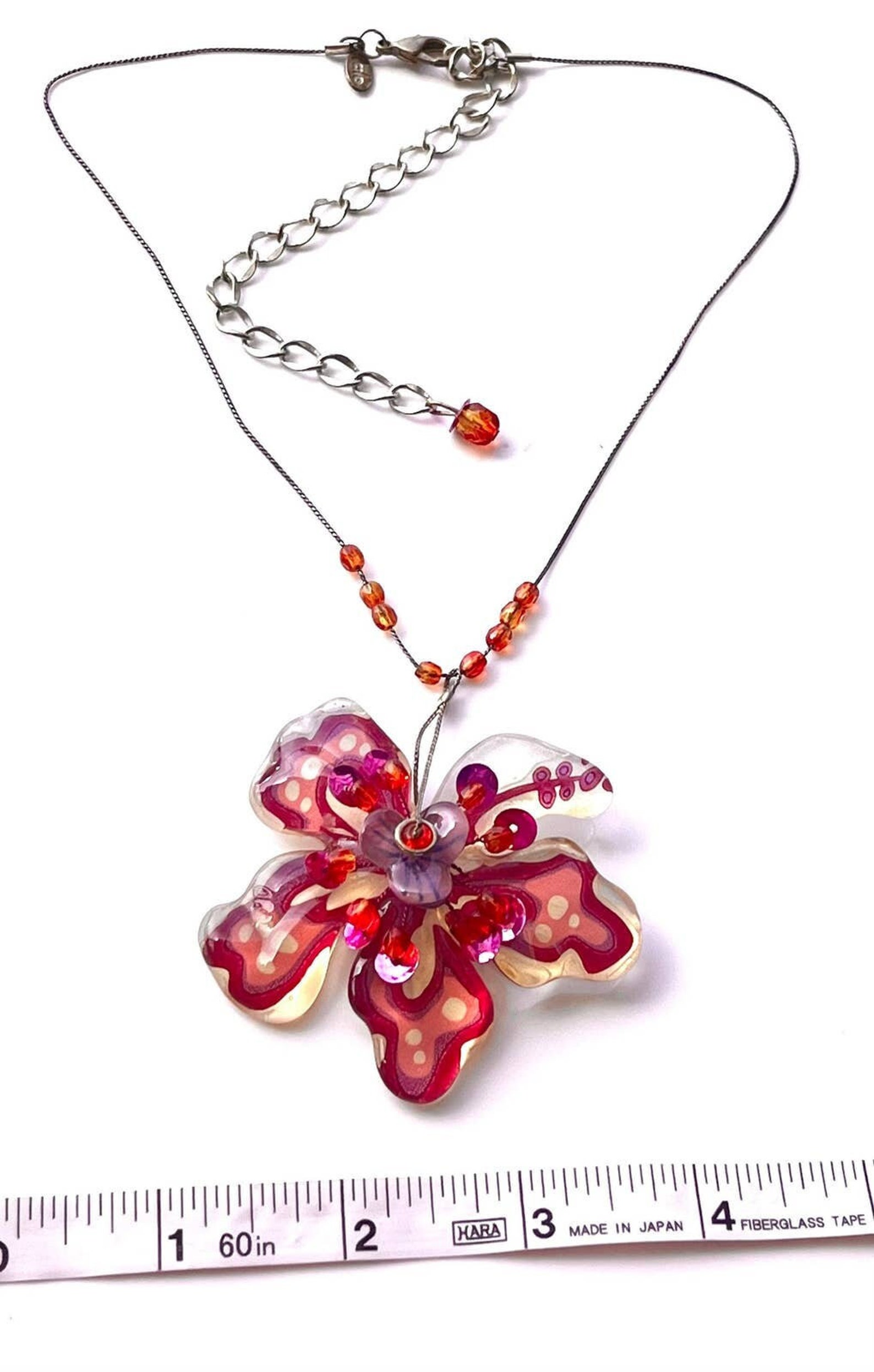 Lalo Orna Treasures Resin Pink Flower NECKLACE & PENDANT Beads - Etsy
