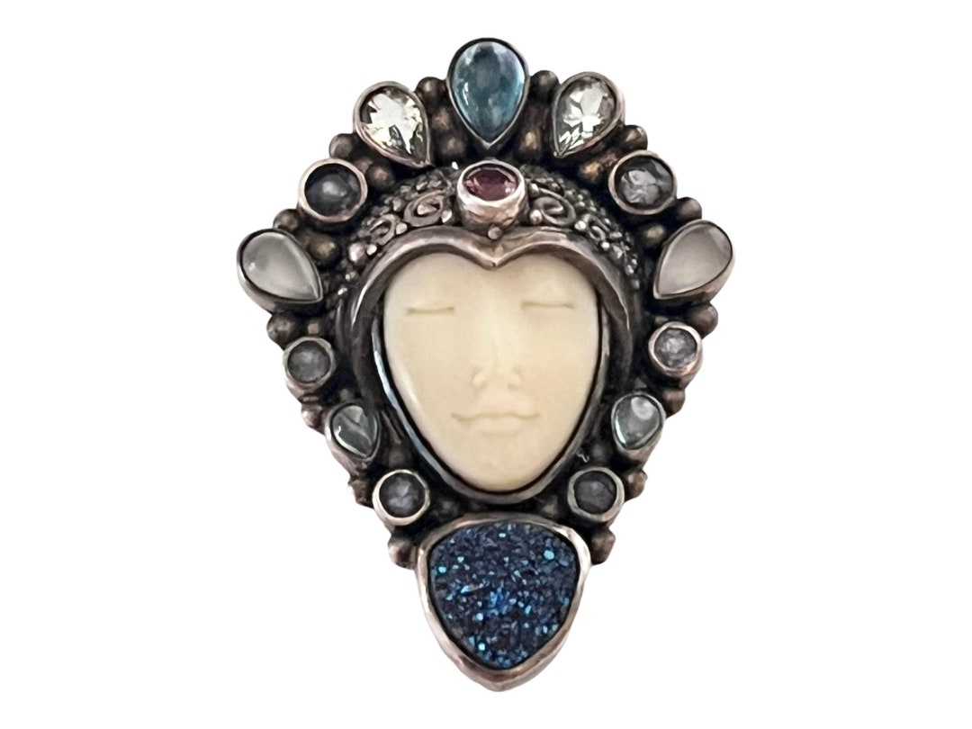 Vintage 925 Silver Sajen Bali Goddess Face PIN / PENDANT for Necklace ...
