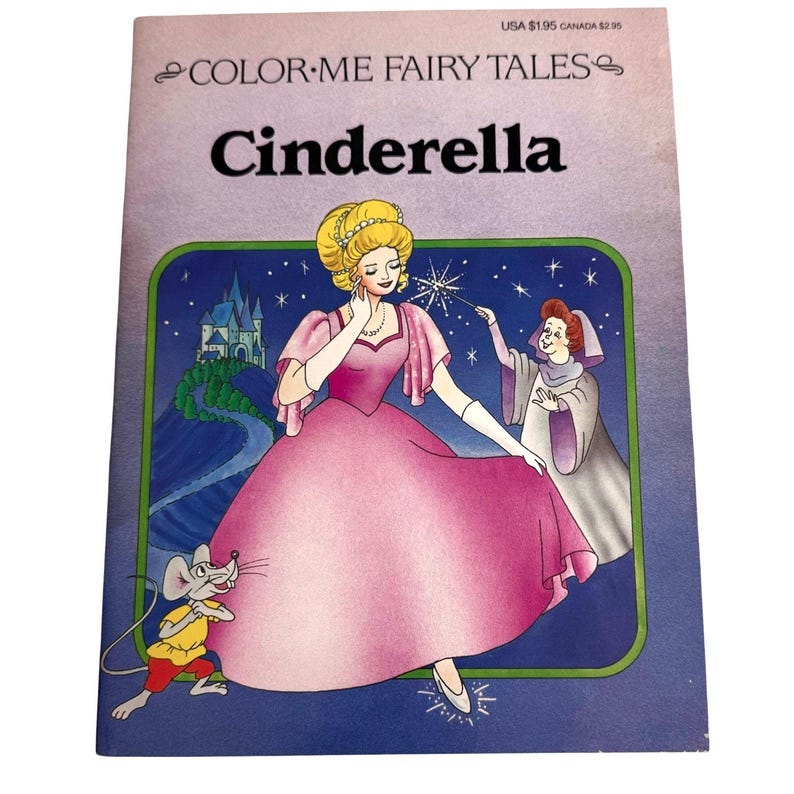 Cinderella Coloring Book Princess Color Me Fairy Tales 10.5” Usa 90s ...